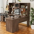 Homieasy 60-Inch L-Shaped Desk with Power Outlet, LED Lights, Drawers ...