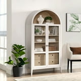 Modway Nolan 74" Tall Arched Storage Display Cabinet in Ivory Oak ...