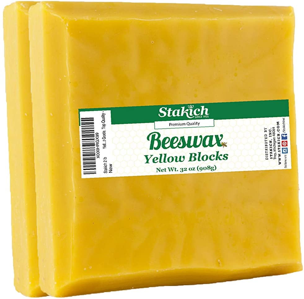 Stakich Yellow Beeswax Block - Natural, Craft Grade - 2 Pound (in 1 ...