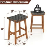 Counter Height Woven Saddle Bar Stool Set of 2 PU Leather Barstools for ...
