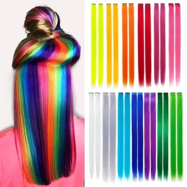 Powiller 24 Pcs Colored Hair Extensions for Kids, Crazy Hair Day ...