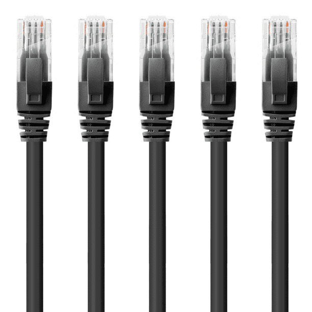Cat 6 Ethernet Cable 5 Pack Black 5ft 10Gbps High Speed Performance ...