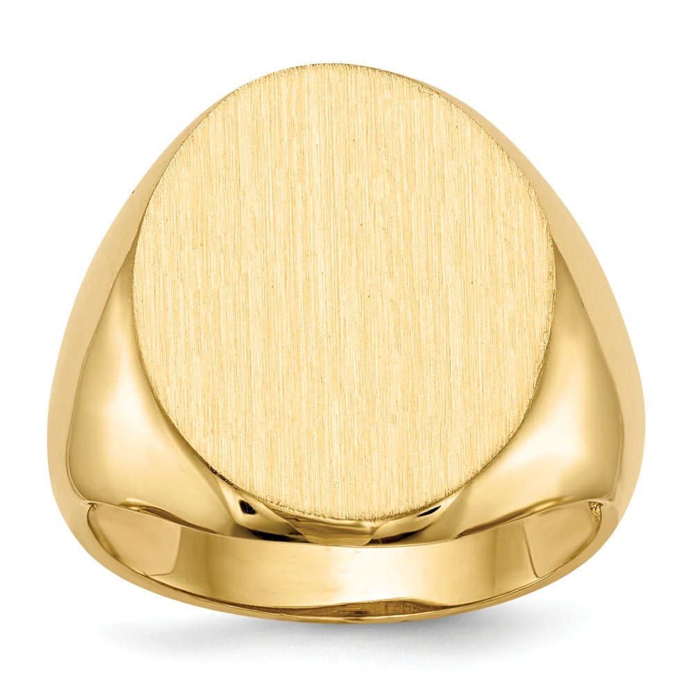 Solid 14k Yellow Gold Men's Engravable Signet Ring (20mm) - Size 10 ...