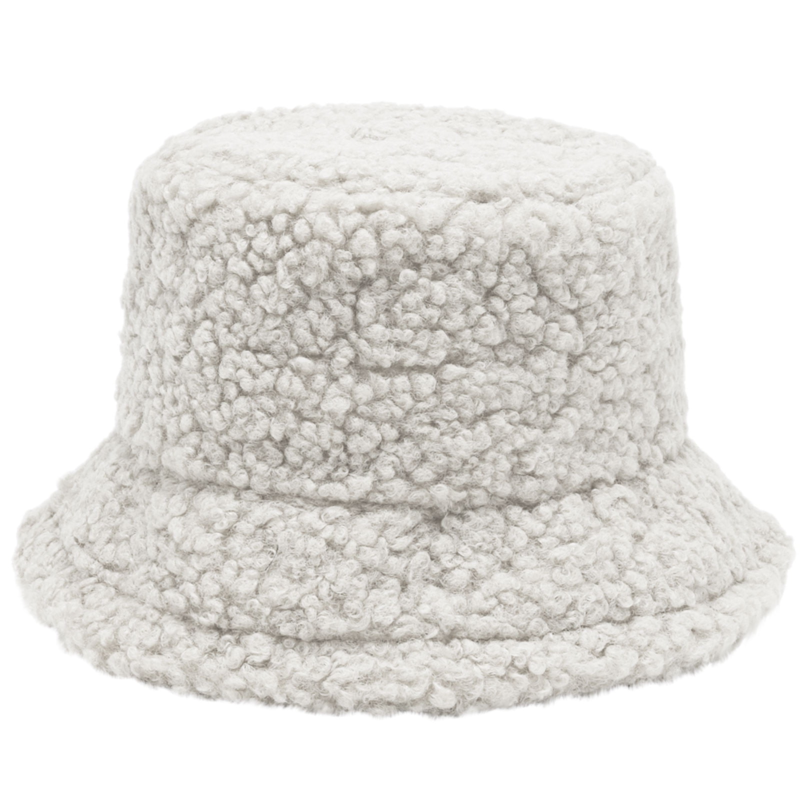 Women Winter Faux Furry Wool Bucket Hat Fluffy Fuzzy Plush Fisherman ...