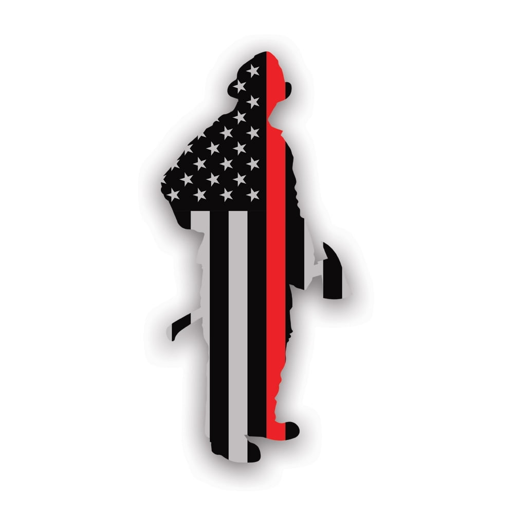 Fireman Thin Red Line Flag Sticker Decal - Self Adhesive Vinyl ...