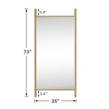73"x35" Wood Full Length Mirror Ladder Rectangle Floor Mirror, Natural ...