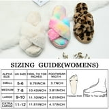 LORDFON Womens Open Toe Cross Band Fuzzy Slippers, Plush Faux Fur, Memory Foam, Non-Slip Outsole ...