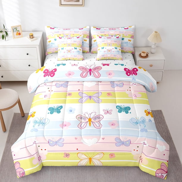 Rainbow Butterfly Bed in a Bag King Size Comforter Set 7 Pieces ...