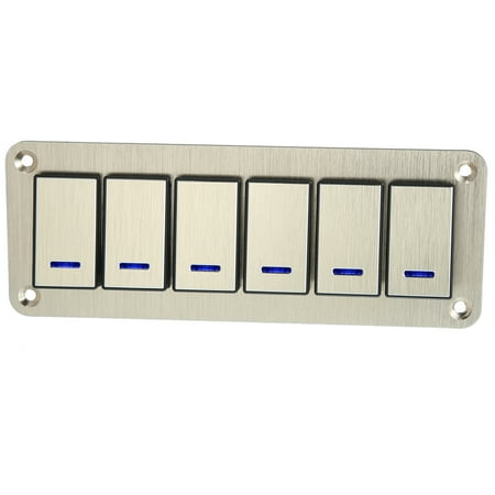 6 Gang Rocker Switch Panel 5 Pin Pre-Wired Toggle Switch Aluminum Alloy ...