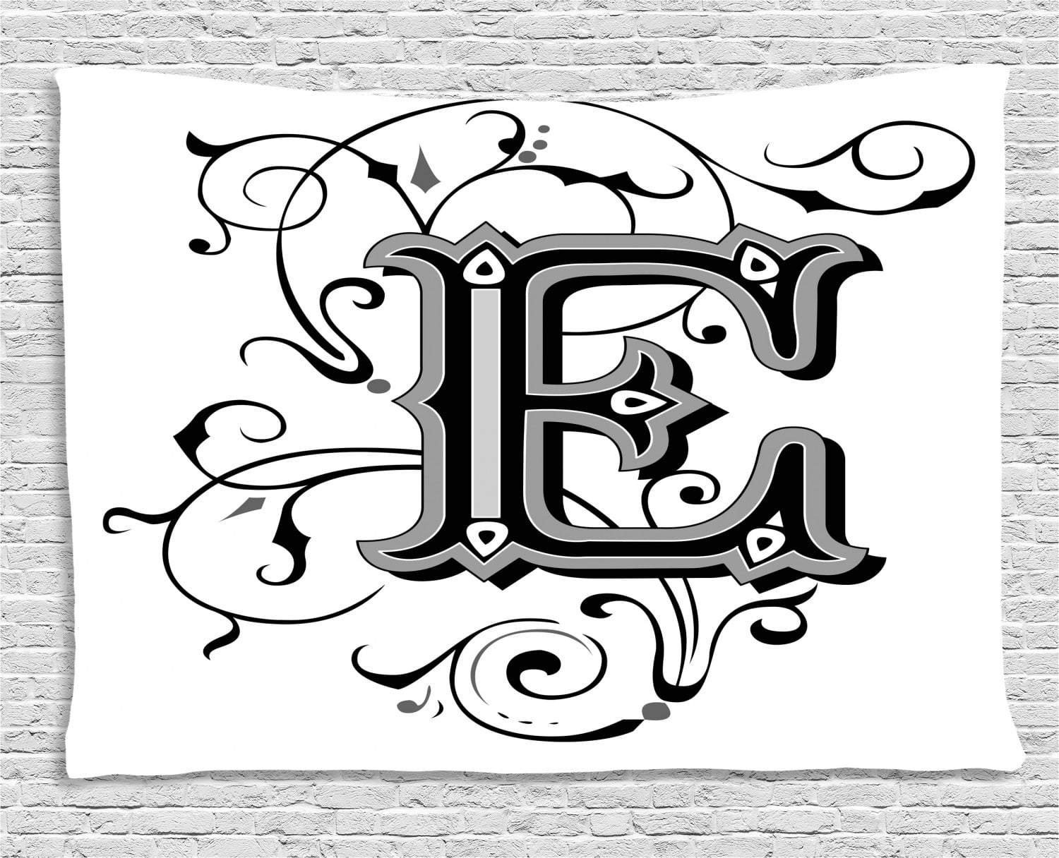 Letter E Tapestry, Capitalized E Alphabet Geometrical Design Lines ...