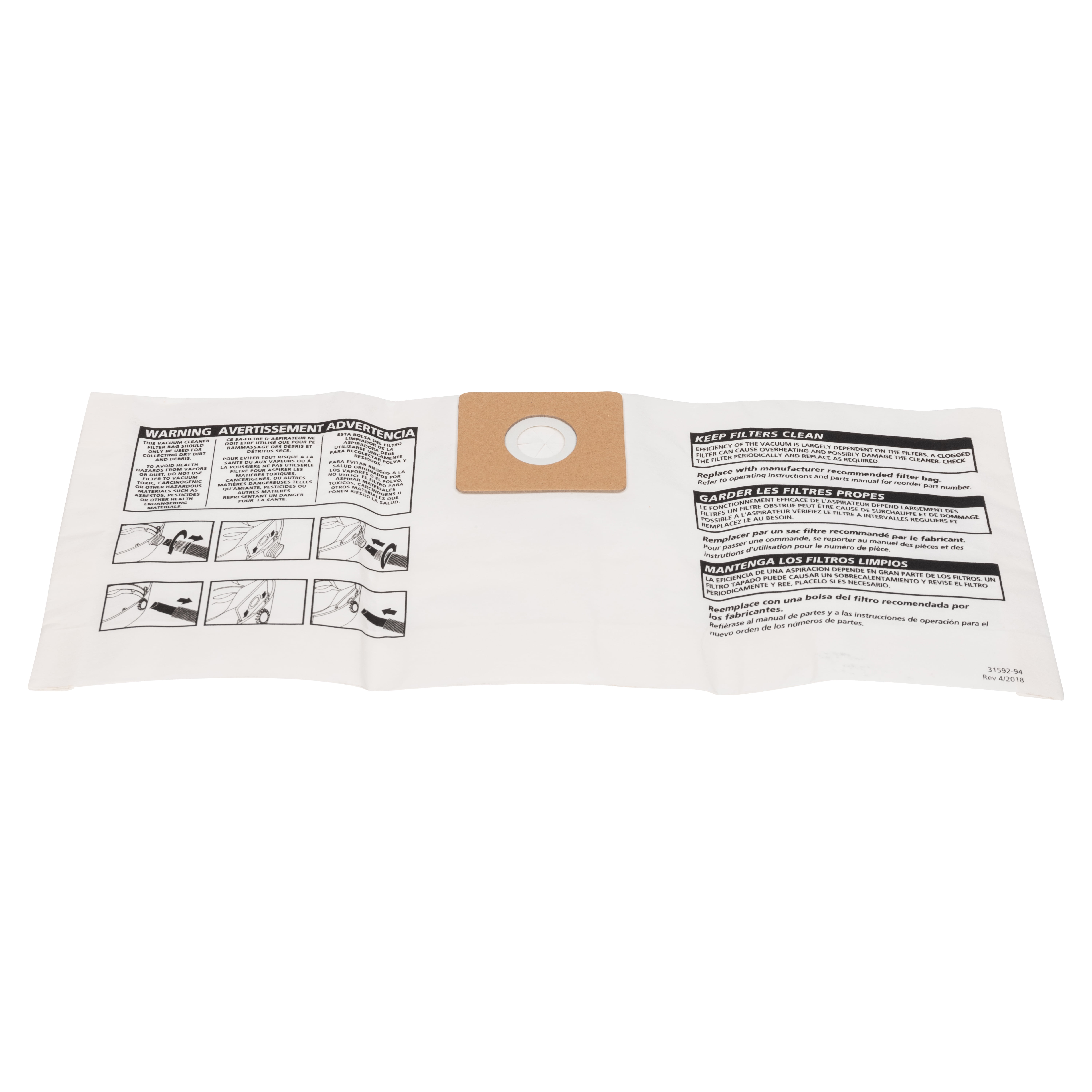 Shop-Vac 3 Gallon Disposable Filter Bag, 3-Pack, Type C, Model 9066900