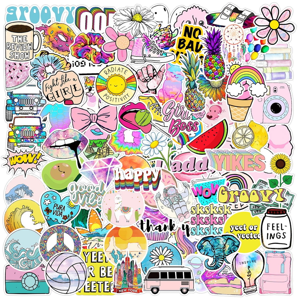 100 Pcs Stickers Water Bottle Stickers Vinyl Stickers for Laptop ...