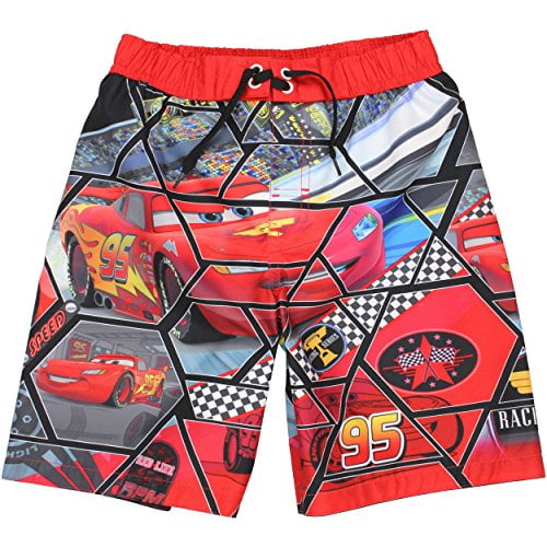 Disney Cars Boys Swim Trunks Swimwear (4, Red/Black) - Walmart.com
