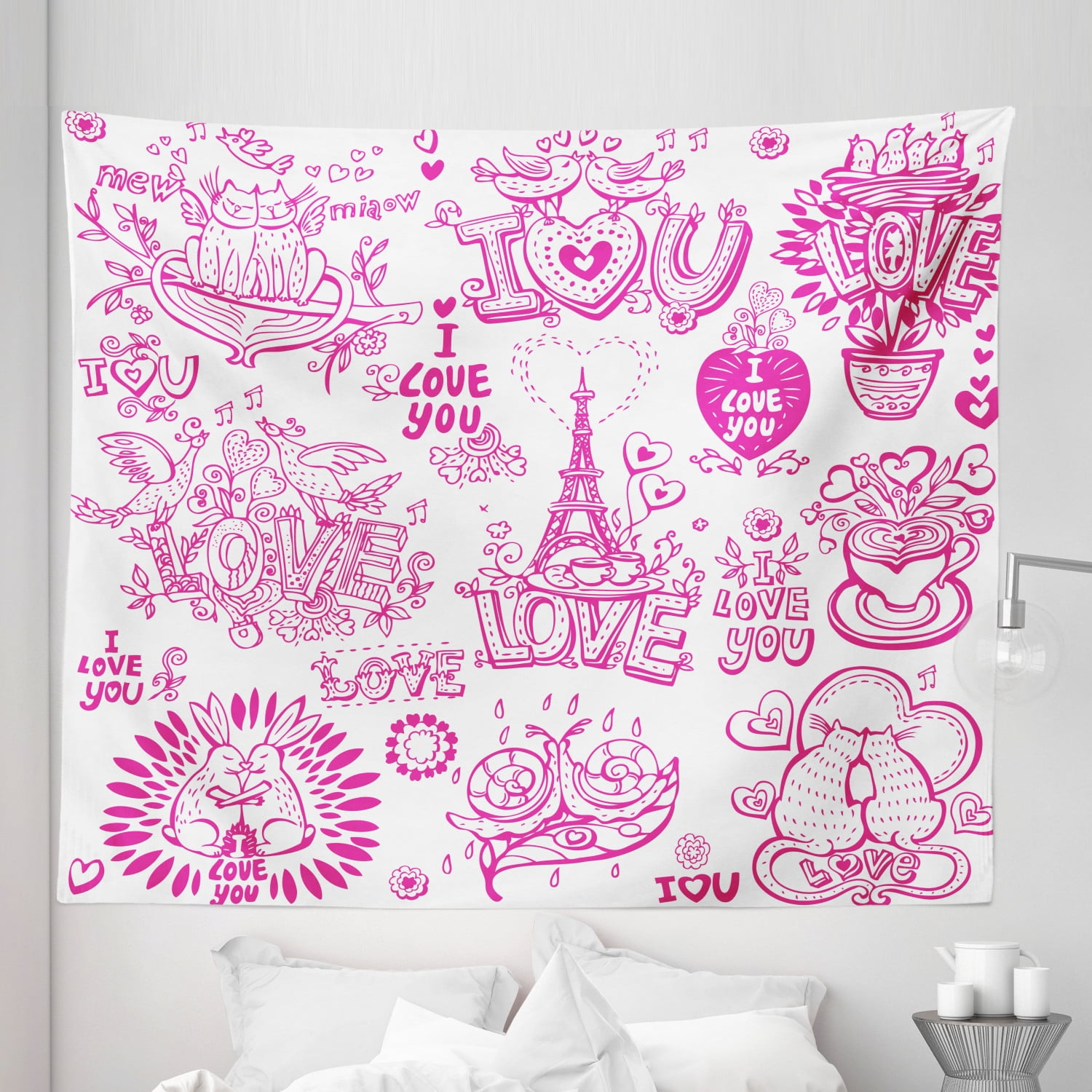Love Tapestry, I Love You Valenties Design Hugging Touching Singing ...