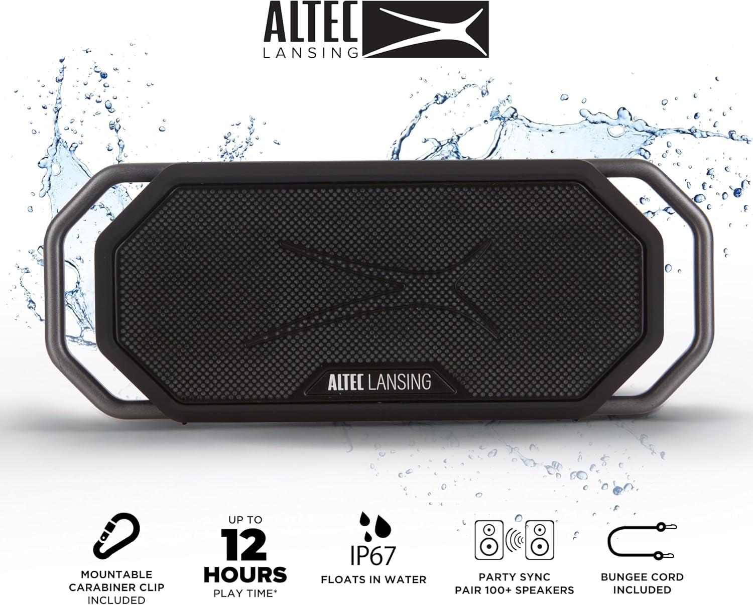 bocina altec lasing,resistente al agua, reproducción de 12 horas, carga ...