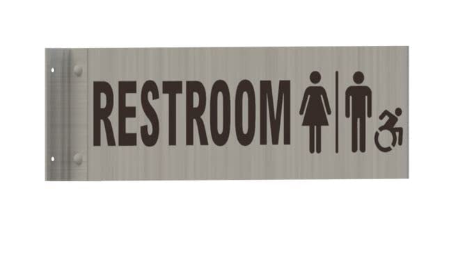 Restroom ACCESSABLE Sign -Two-Sided/Double Sided Projecting, Corridor ...