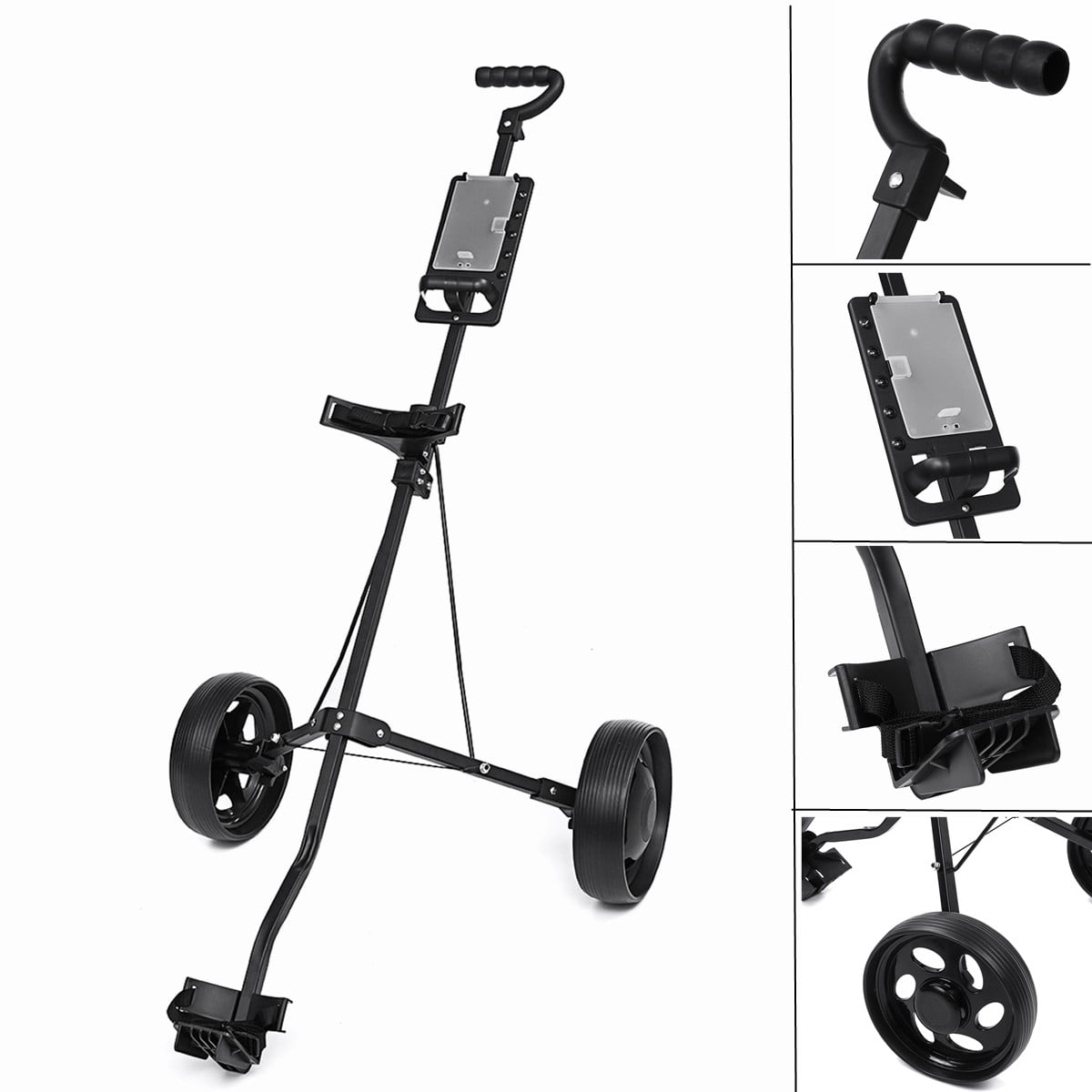 2 Wheel Golf Pull Push Cart Stand Compact Folding Trolley Swivel with ...