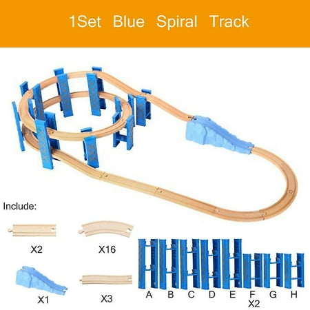 Wooden Train Track Set Wood Railway Accessories Track Bridge Piers With ...