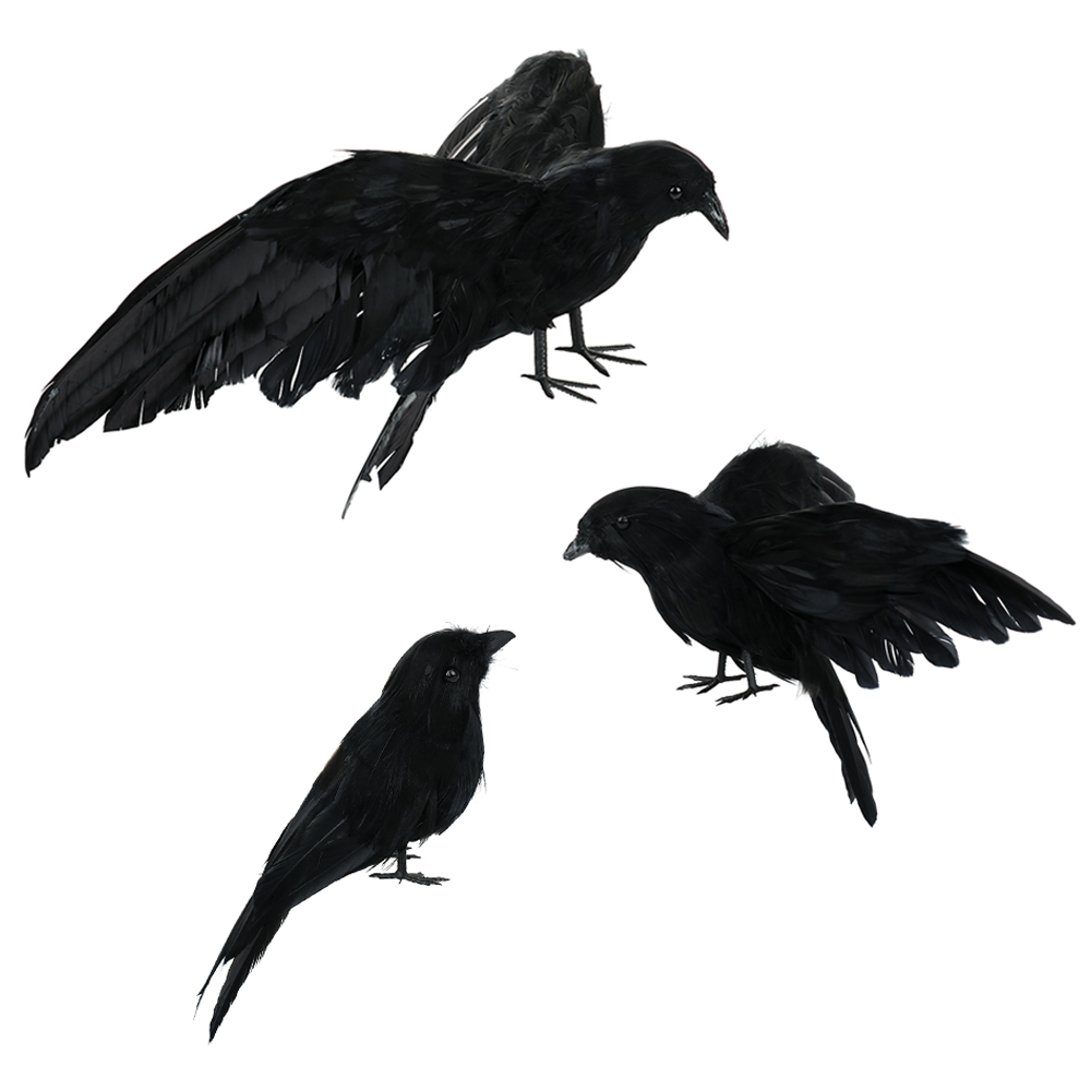 3-Pack Realistic Crows Lifesize Extra Large Handmade Black Feathered ...
