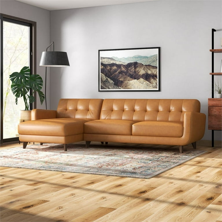 Light Brown Leather Sectional Sofa | Baci Living Room