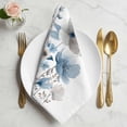 Blue Grey Floral Cloth Napkins, Watercolor Flowers Farmhouse Washable ...