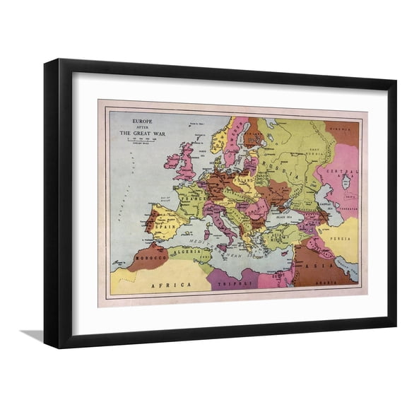 Art.com The Map of Europe after World War One Art Print, Black Frame ...