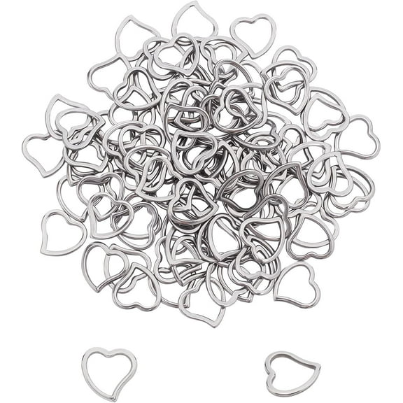100Pcs Stainless Steel Heart Charms for Jewelry Making DIY Crafts ...