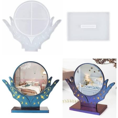 Mirror Resin Mold, Hand Shaped Silicone Epoxy Makeup Mirror Mold ...