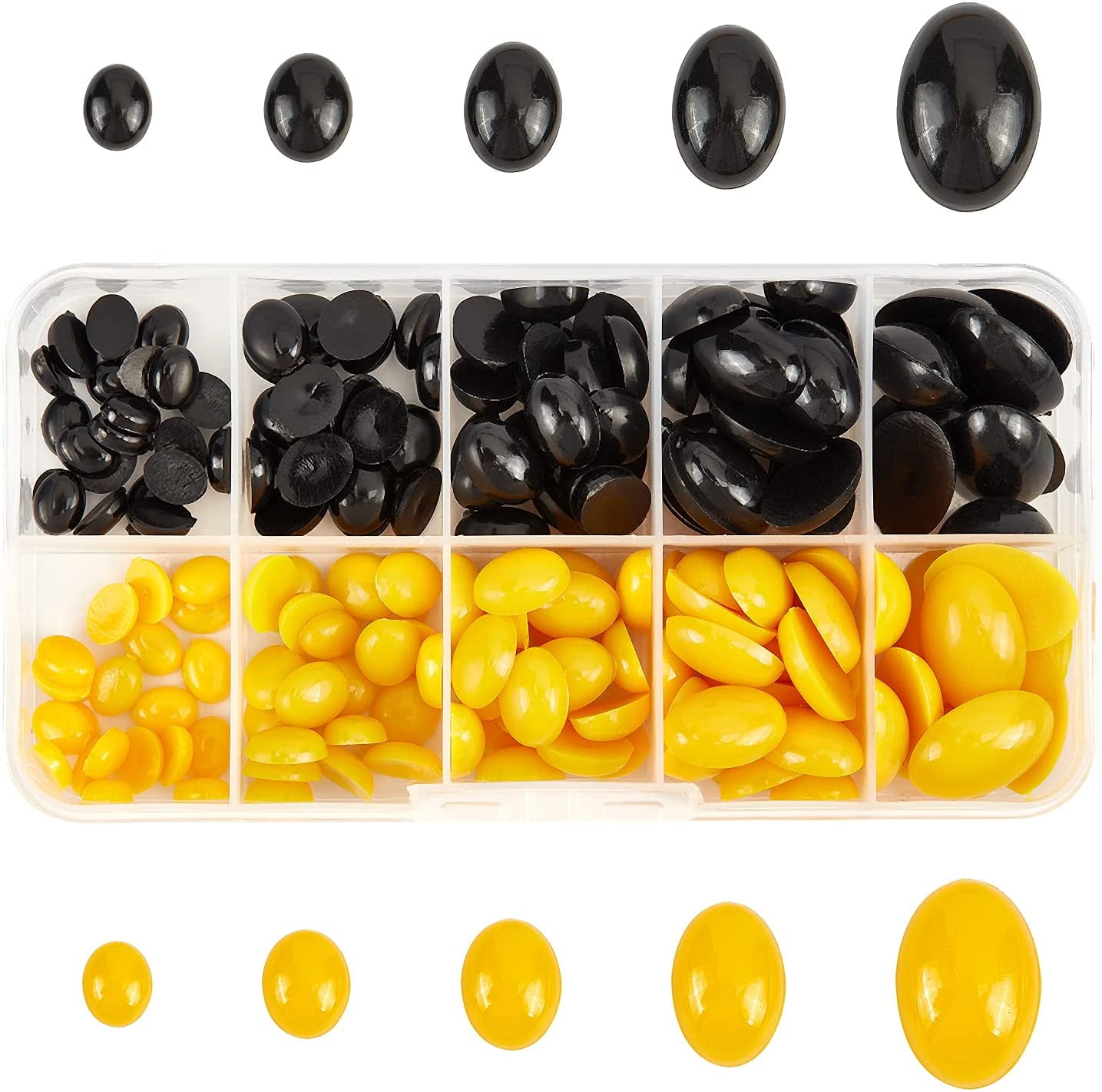 About 180Pcs 5 Sizes Oval Flat Craft Nose 2 Colors Resin DIY Dog Nose ...
