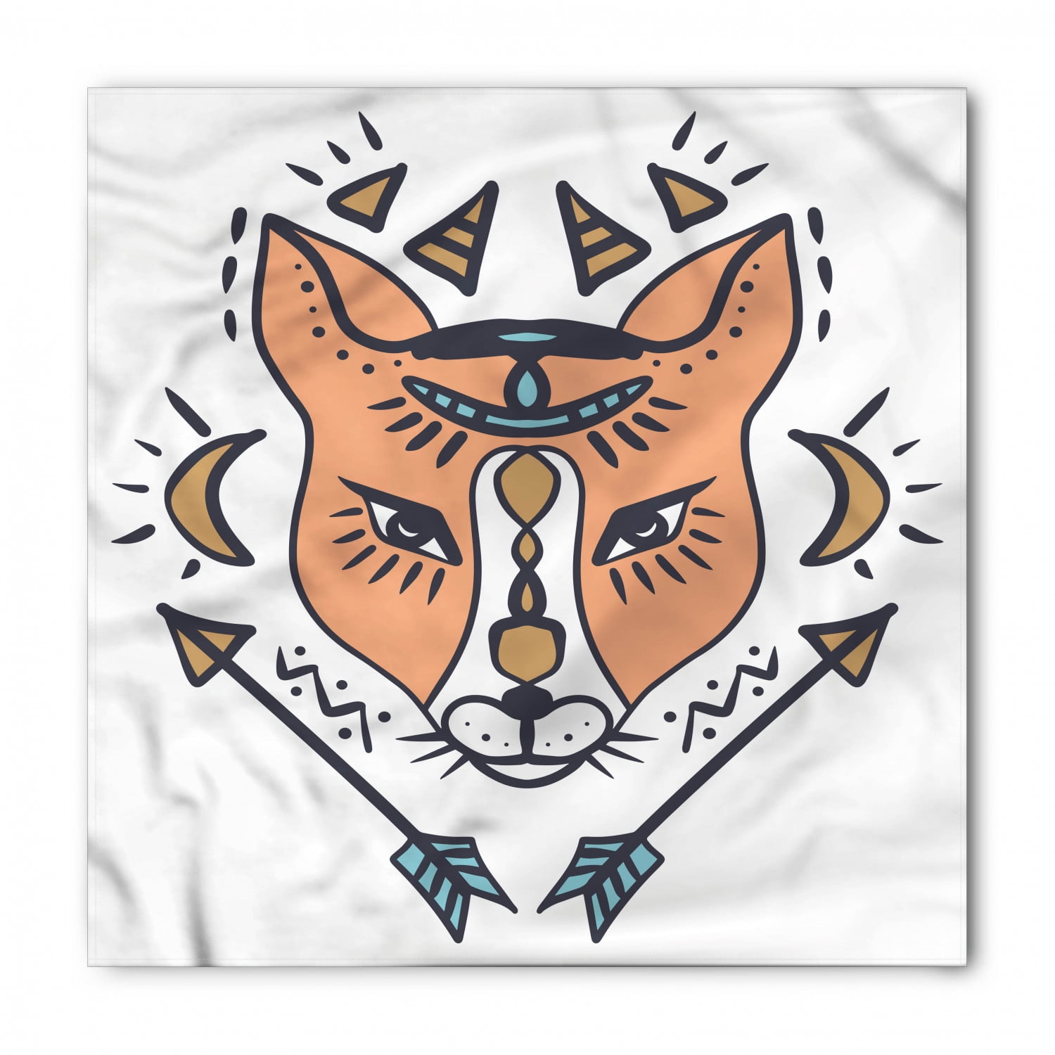 Fox Bandana, Boho Animal Head with Arrows, Unisex Head and Neck Tie, by ...