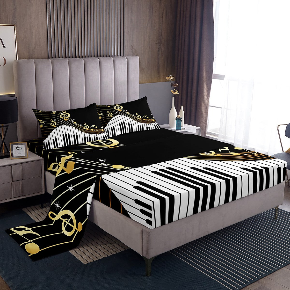 Click here for Erosebridal Musical Notes Bed Sheets King music Pi... prices