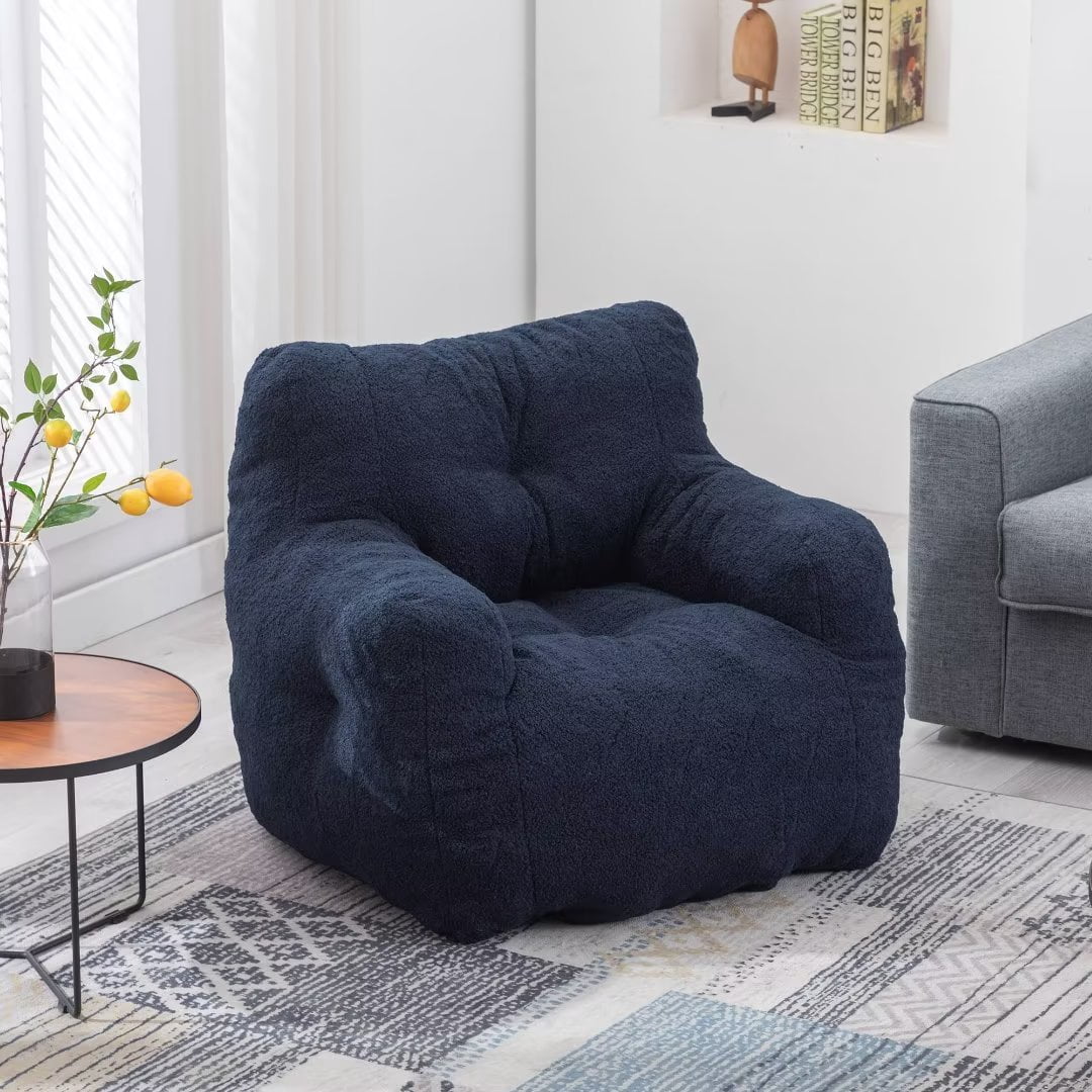 Modern Bean Bag Chairs, Lazy Bean Bag Sofa with Teddy Fabric and Arms ...