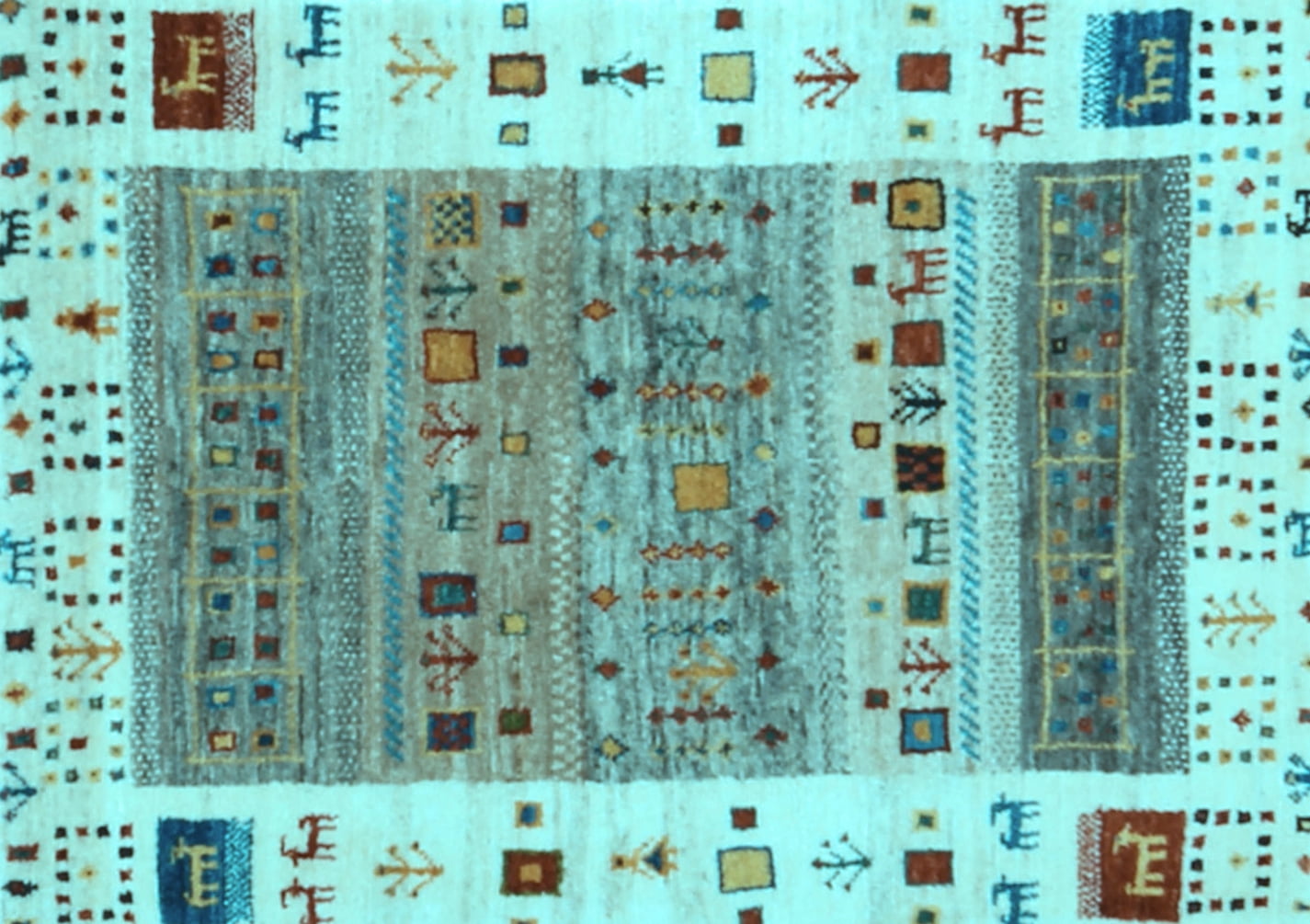 Ahgly Company Indoor Rectangle Abstract Light Blue Contemporary Area ...