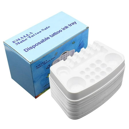 Tattoo Ink Tray 30pcs/box Disposable White Plastic Pigment Tray Color ...
