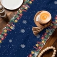 Navy Blue Christmas Table Runner 72 Inches, Santa Elk Gifts Snowflake ...