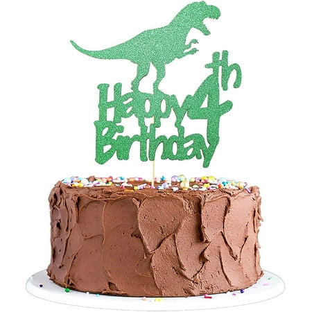 KSCD Cake Topper 4th Birthday, Glittery Happy 4th Birthday KSCD Cake ...