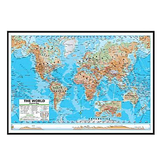 Universal Map 16169 World Advanced Physical Mounted & Black Framed Map ...