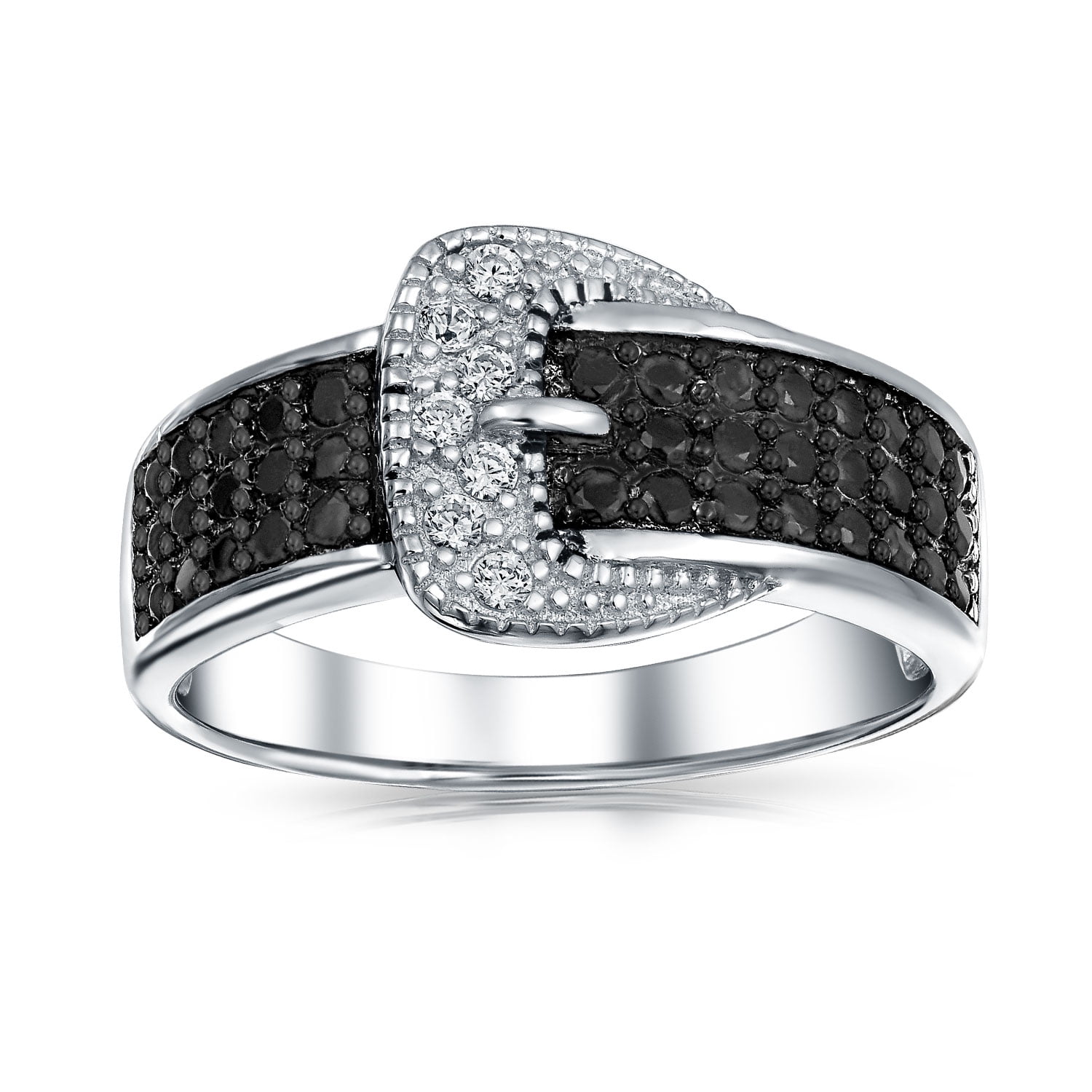 Trendy Fashion Pave Cubic Zirconia Black CZ Statement Belt Buckle Band ...