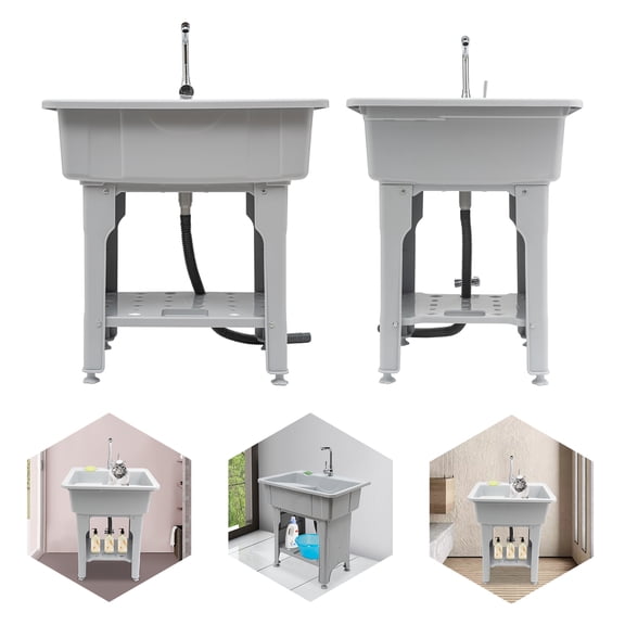 Denest Utility Sink Laundry Tub Free Standing Extra-Deep Laundry Tub ...