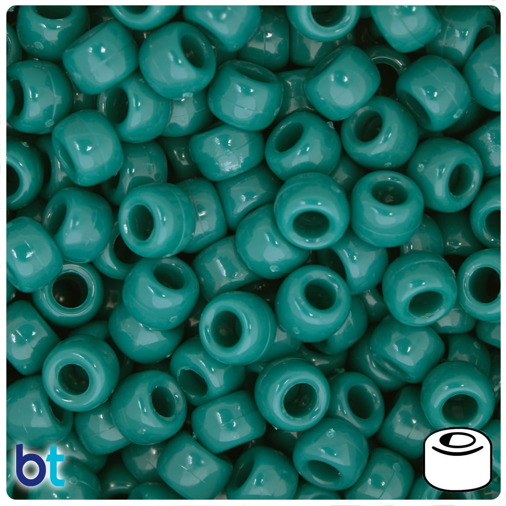 BeadTin Dark Teal Opaque 9mm Barrel Pony Beads (500pc) - Walmart.com