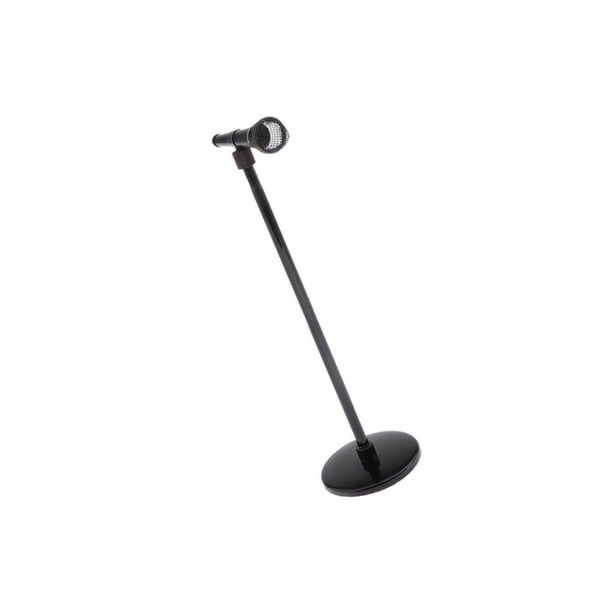 1/12 Dollhouse Mini Metal Microphone with Stand Models Miniature ...