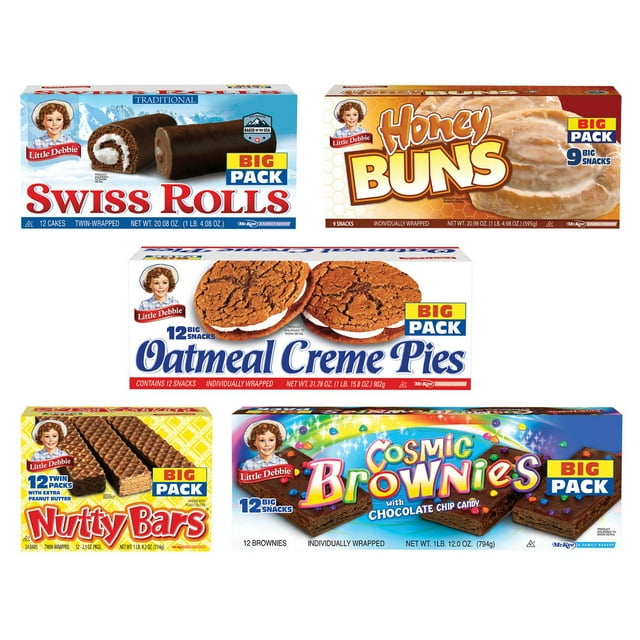 School Snacks Big Pack (5boxes): Honey Buns, Cosmic Brownies, Oatmeal ...
