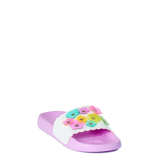 Wonder Nation Flower Slide Sandal (Little Girls & Big Girls) - Walmart.com