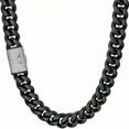 14mm Miami Cuban Chain Letter Necklace for Men, Black Stainless Steel ...