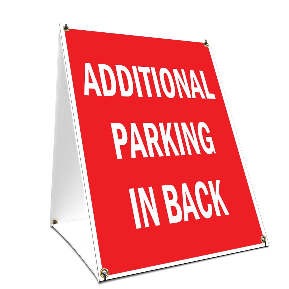 A-frame Sidewalk Additional Parking In Back Sign With Graphics On Each ...
