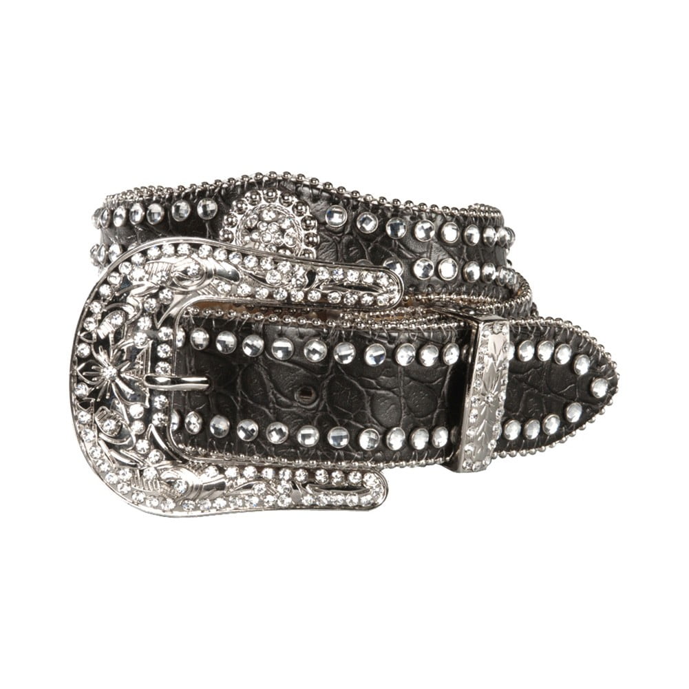 Nocona Girl's Faux Croc Print Ball Chain Edge Belt Black 22 - Walmart.com