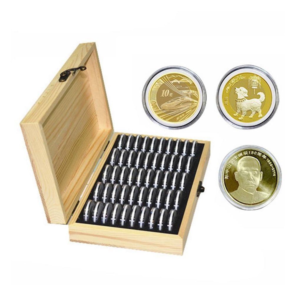 Organizador de monedas de madera con capacidad para 50 monedas, redondo ...