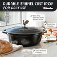 5.5 Quart Enameled Cast Iron Oval Dutch Oven with Rooster Knob & Cotton ...