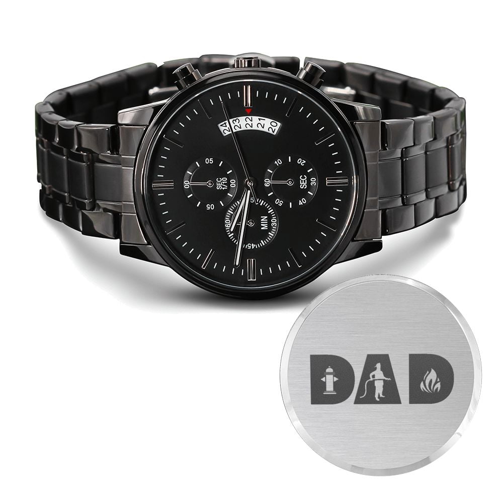 Dad the Firefighter Engraved Multifunction Analog Stainless Steel ...