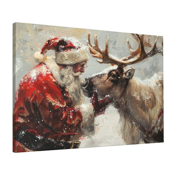 16x24 inch Frameless Painting Wall Art Santa Claus And Reindeer ...